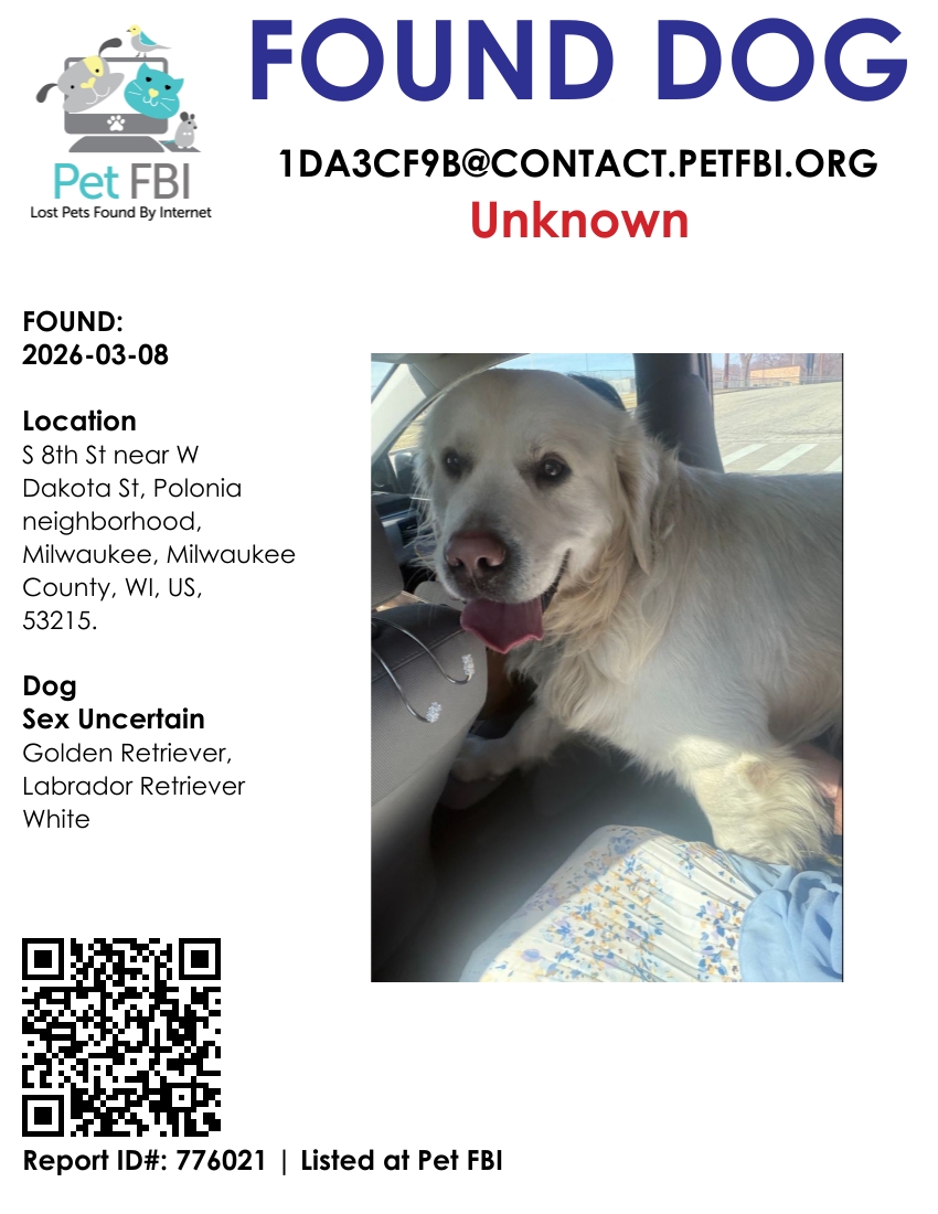 Pet FBI Report ID #776021 for a FOUND DOG | Pet FBI Pets Found By Internet